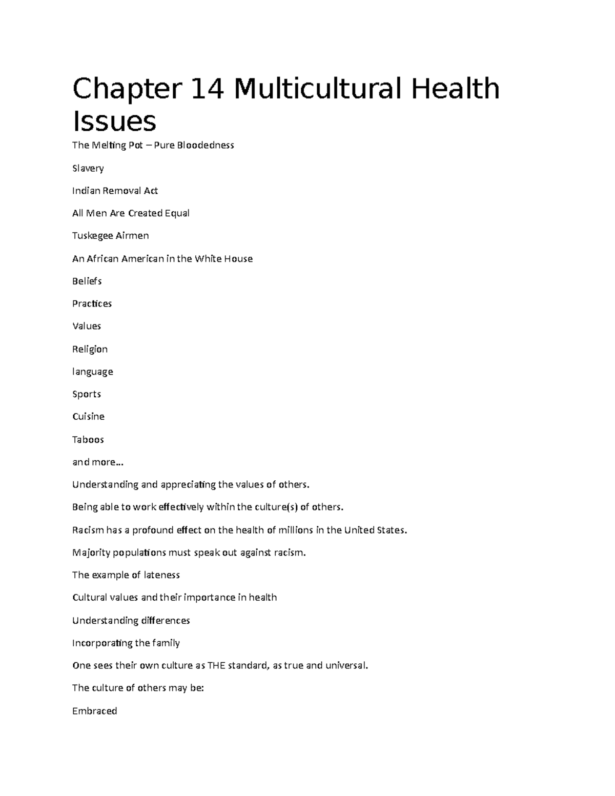 Chapter 14 Multicultural Health Issues - .. Understanding and ...