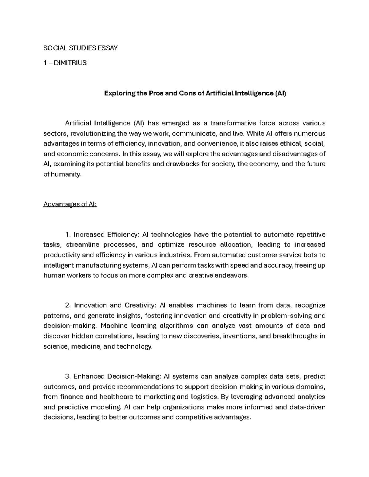 Soc Sci - Social Science Essay Assignment - SOCIAL STUDIES ESSAY 1 ...