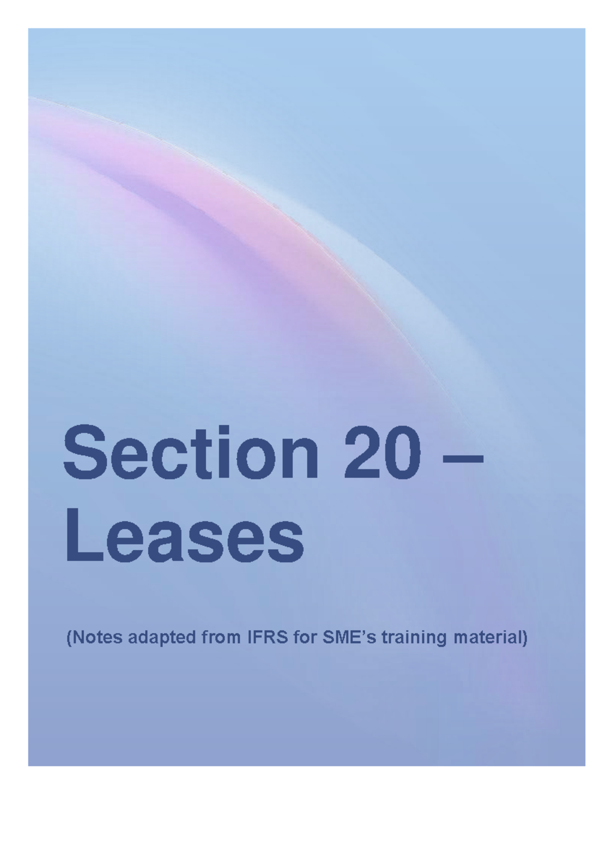 Week 9 -11 - Section 20 Leases Course Notes 9 Apr 2018 - 27 Apr 2018 ...