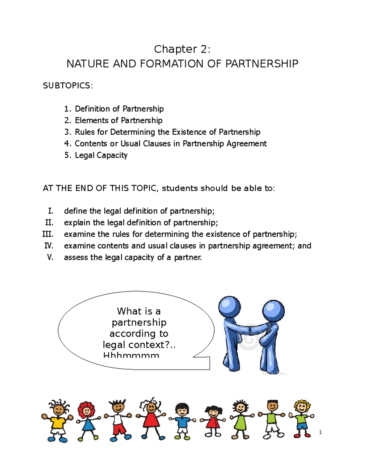 Chapter 2-Nature and Formation of Partnership - Chapter 2: NATURE AND ...