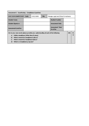 Chccom 003 - Task 1 - Assessment 1 for unit CHCCDE011 Implement ...