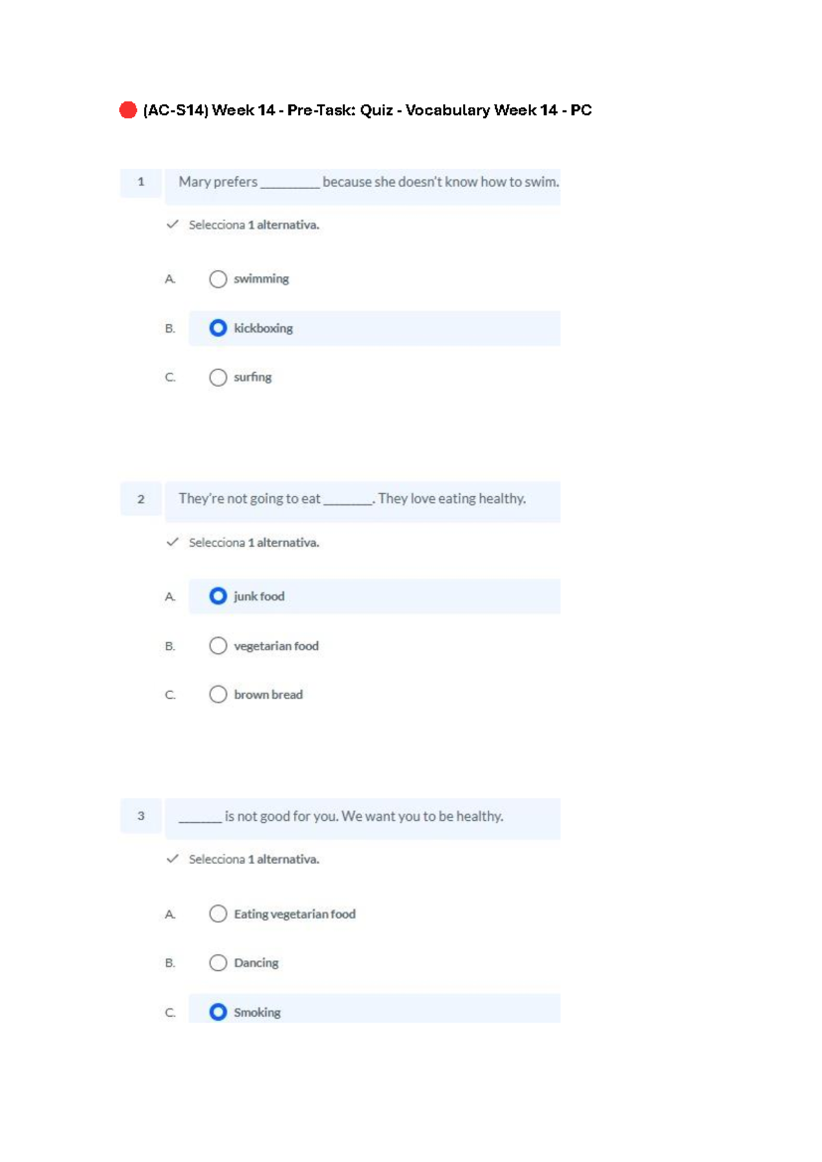 AC-S14 Week 14 - Pre-Task Quiz - Vocabulary Week 14 - PC - Week 14 Quiz ...