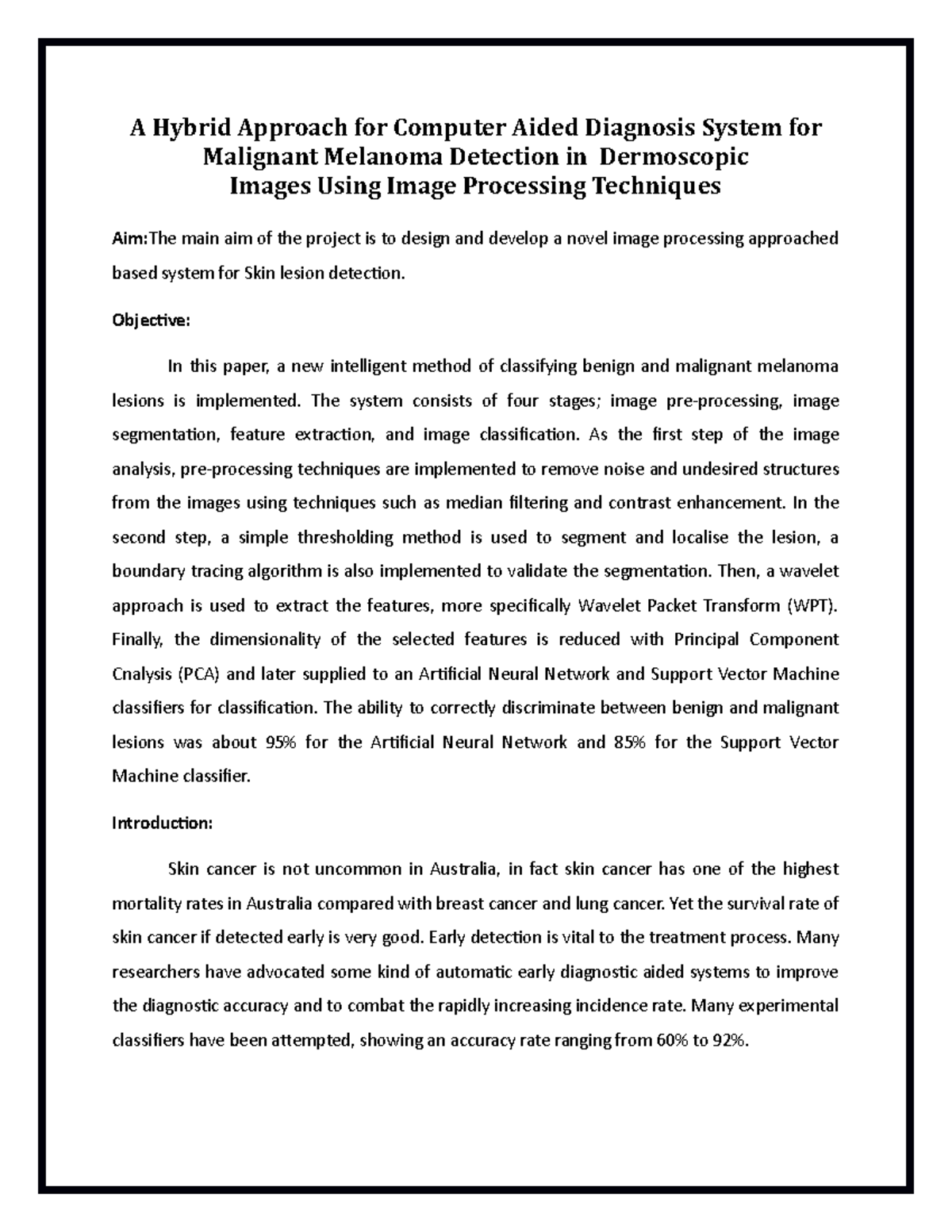 A Hybrid System for Skin Lesion Detection Using Image Processing in ...