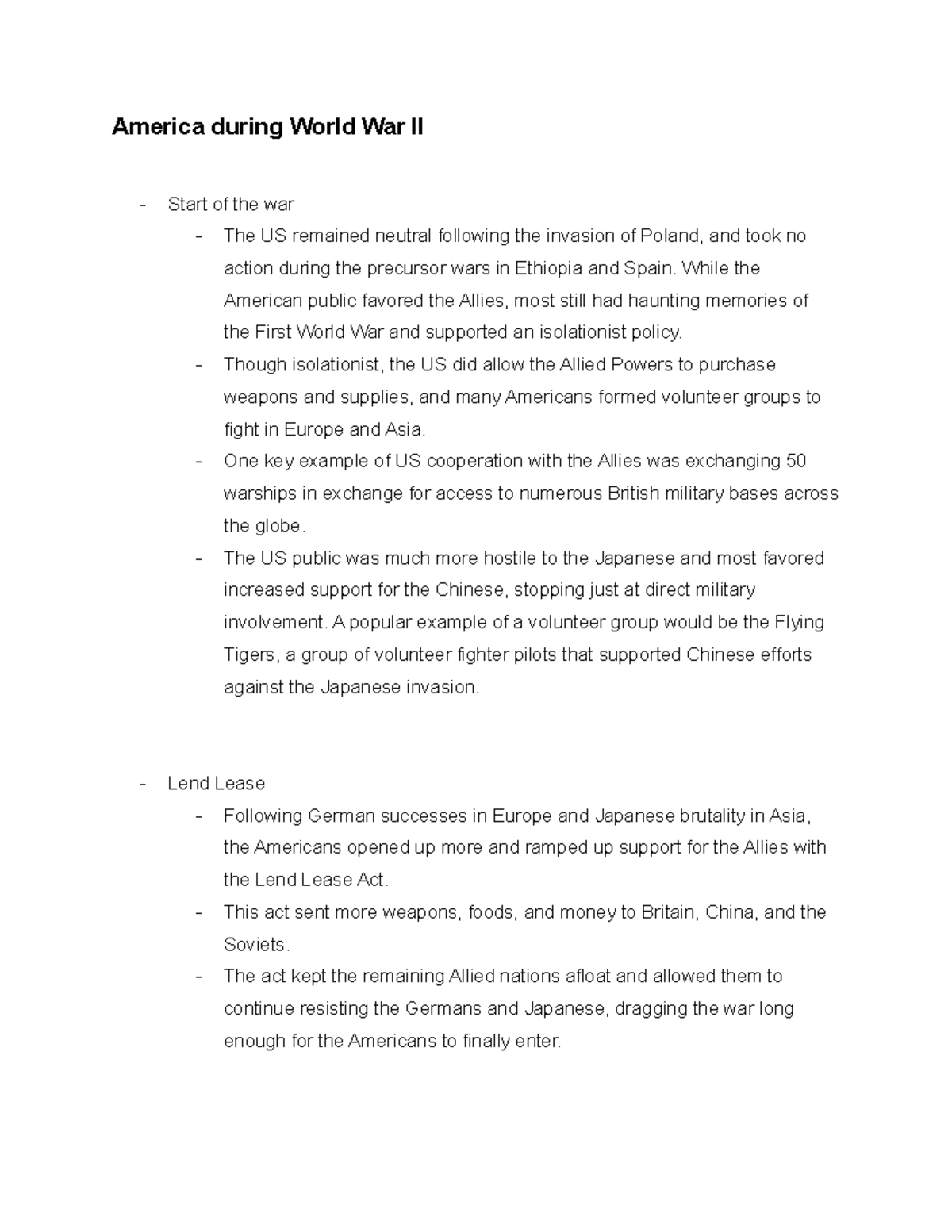 America before World War II - America during World War II Start of the ...