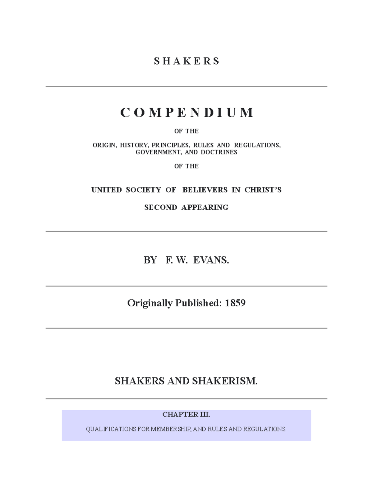 Shakers Compendium (excerpt) - S H A K E R S C O M P E N D I U M OF THE ...