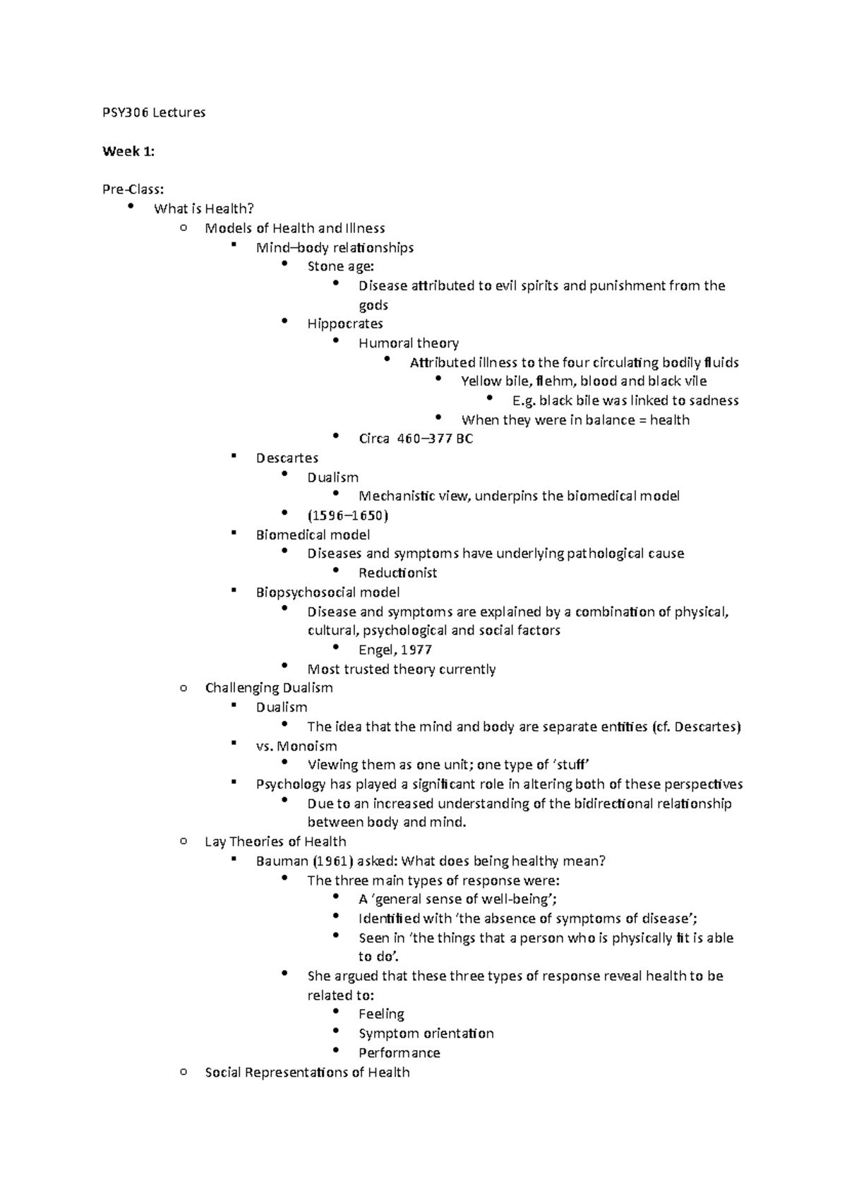 PSY306 Lectures - All lecture notes with additional personal notes ...