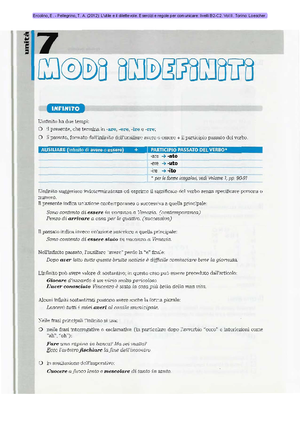 Esercizi modi indefiniti 2 - Lengua italiana V: Perfeccionamiento de la ...