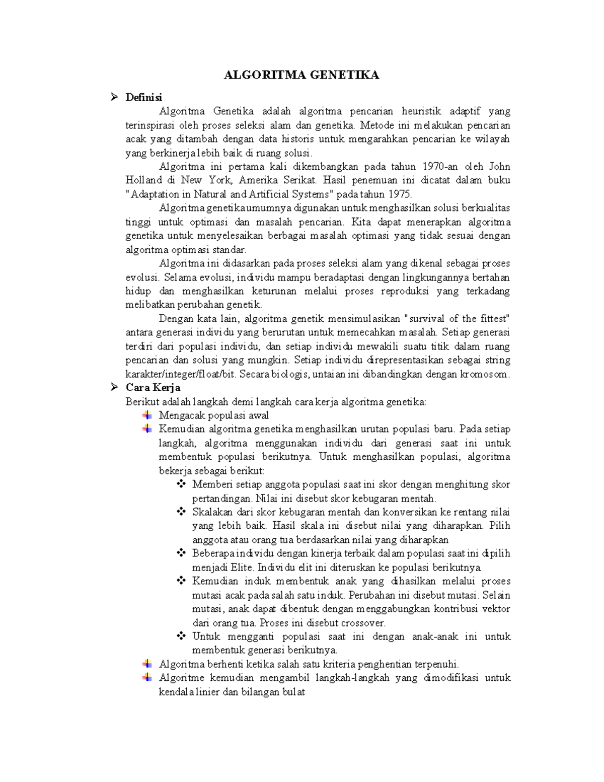Resume Algoritma Genetika - ALGORITMA GENETIKA Definisi Algoritma ...