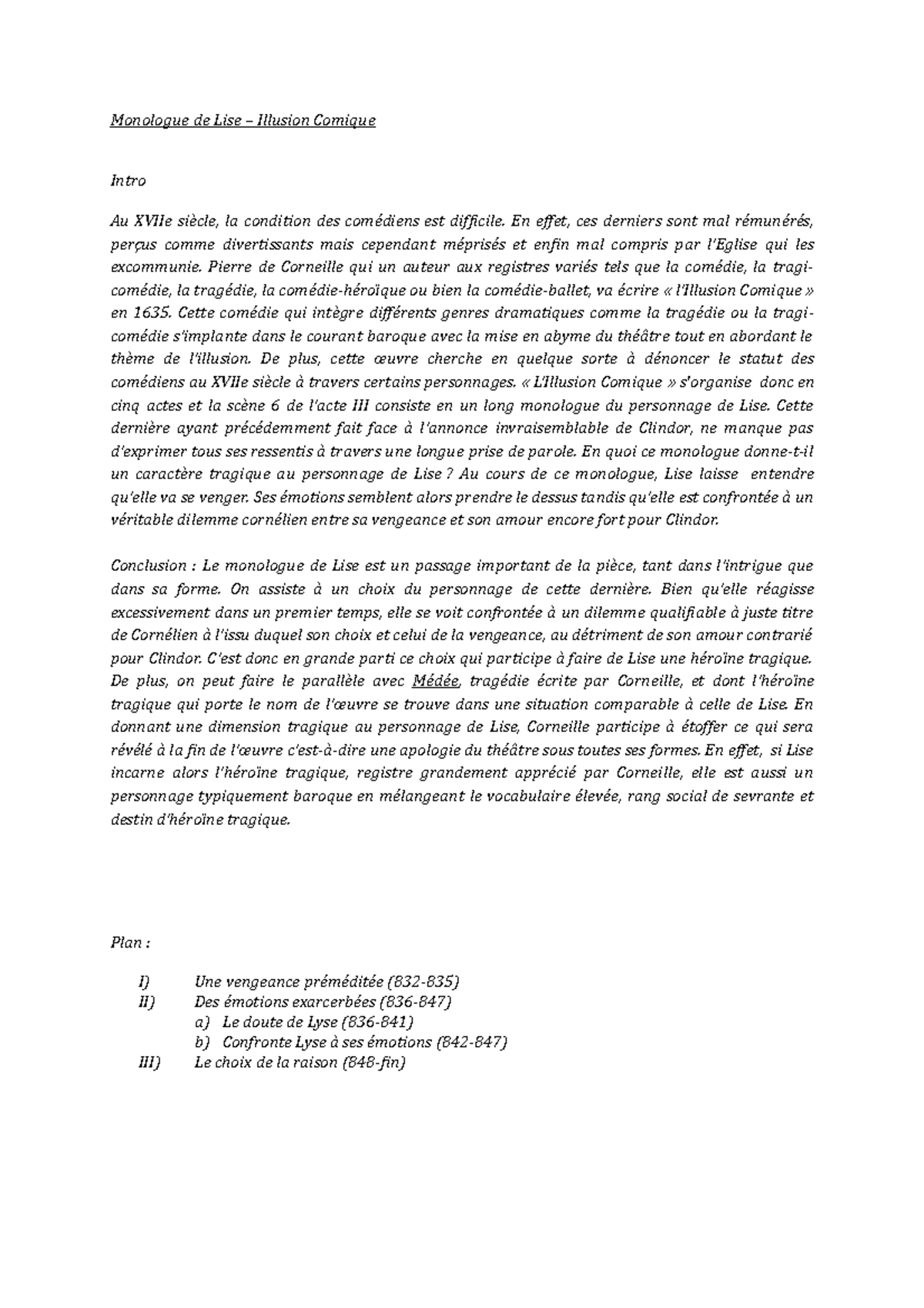 Monologue de Lise - Illusion Comique - Monologue de Lise – Illusion ...