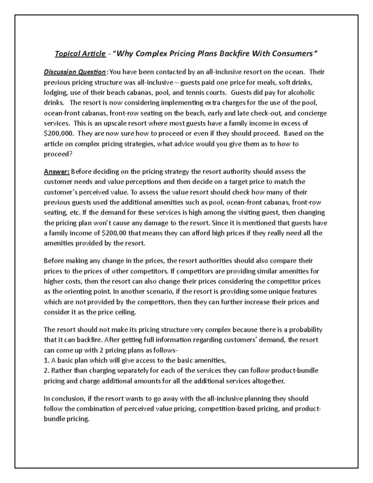 Amisha Turkel -Topical Article - Pricing strategy - Topical Article ...