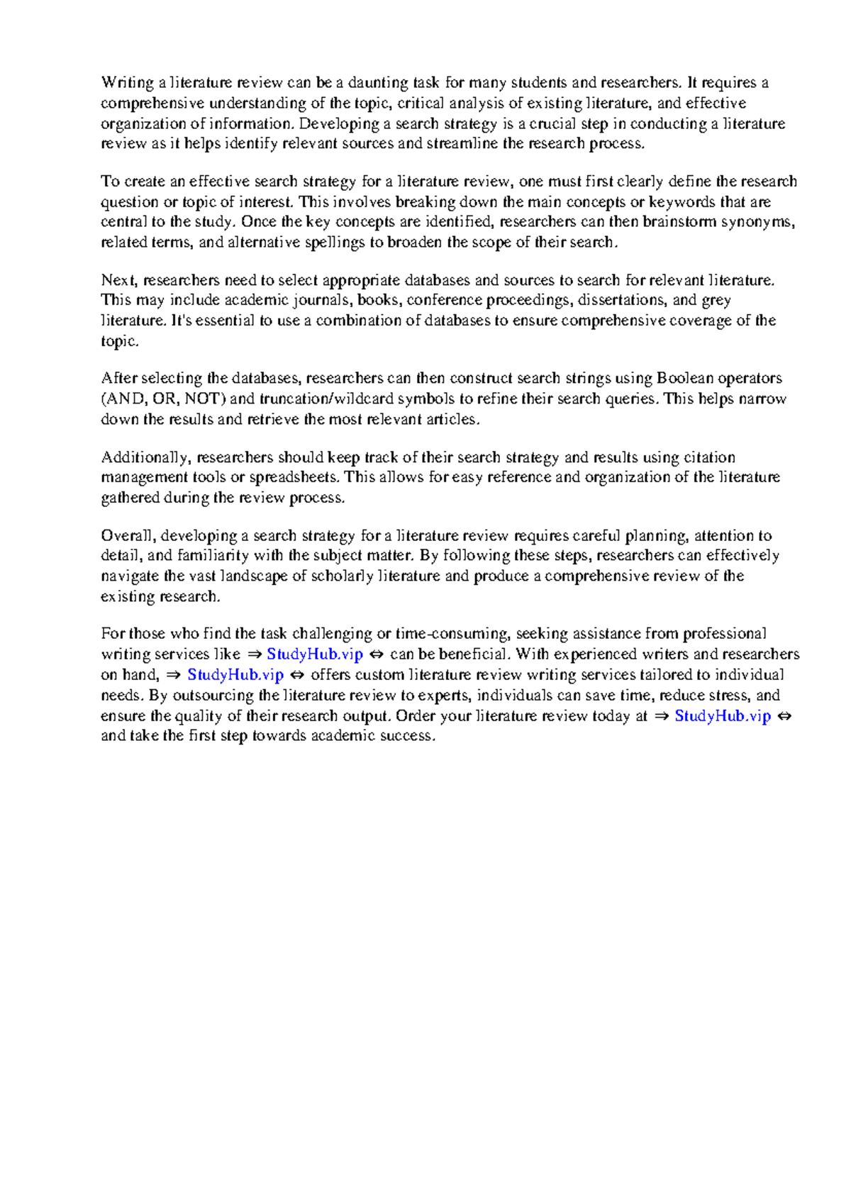 Example Of A Search Strategy For A Literature Review - Writing a ...