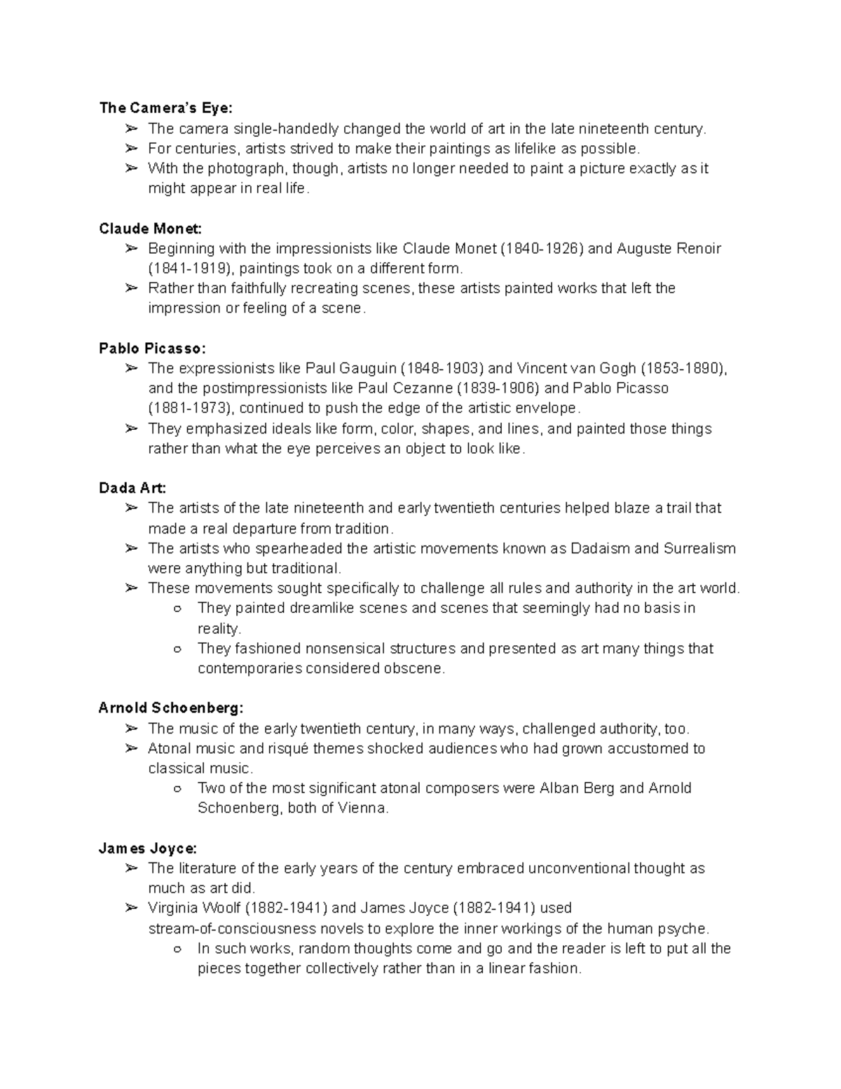 World Civ. III Philosophical Aftermath of WWI pt. 2 - The Camera’s Eye ...