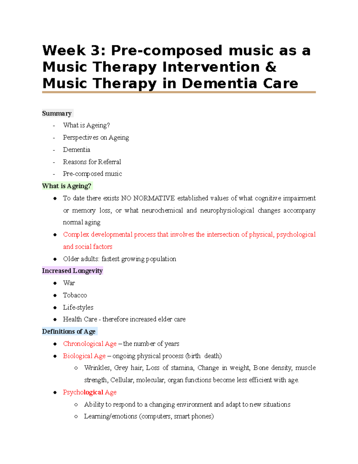 Music 2MT3 Week 3 4 (Pre-composed music as a Music Therapy Intervention ...