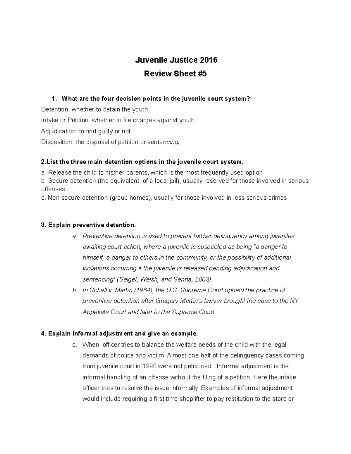 Juvenile Justice Final Review Sheets 5-8 - Juvenile Justice 2016 Review ...