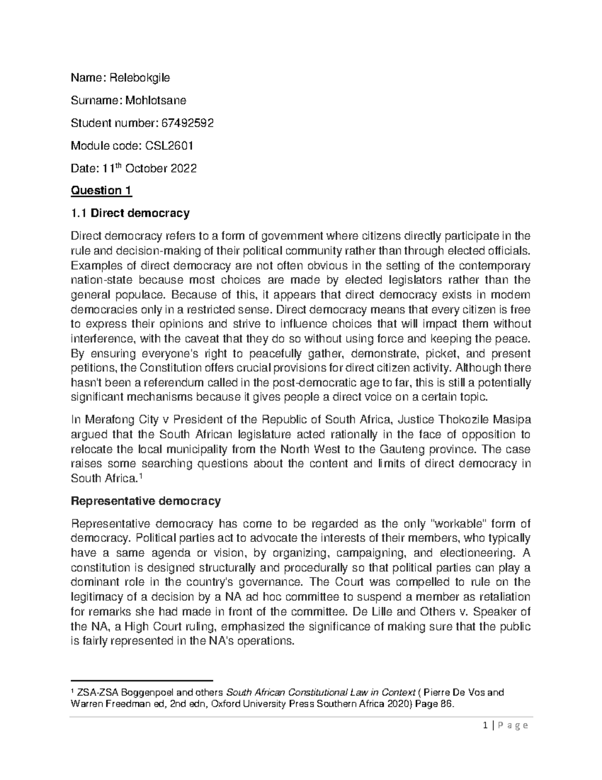 67492592 CSL2601 Examination - LLB 98680 - Unisa - Studocu