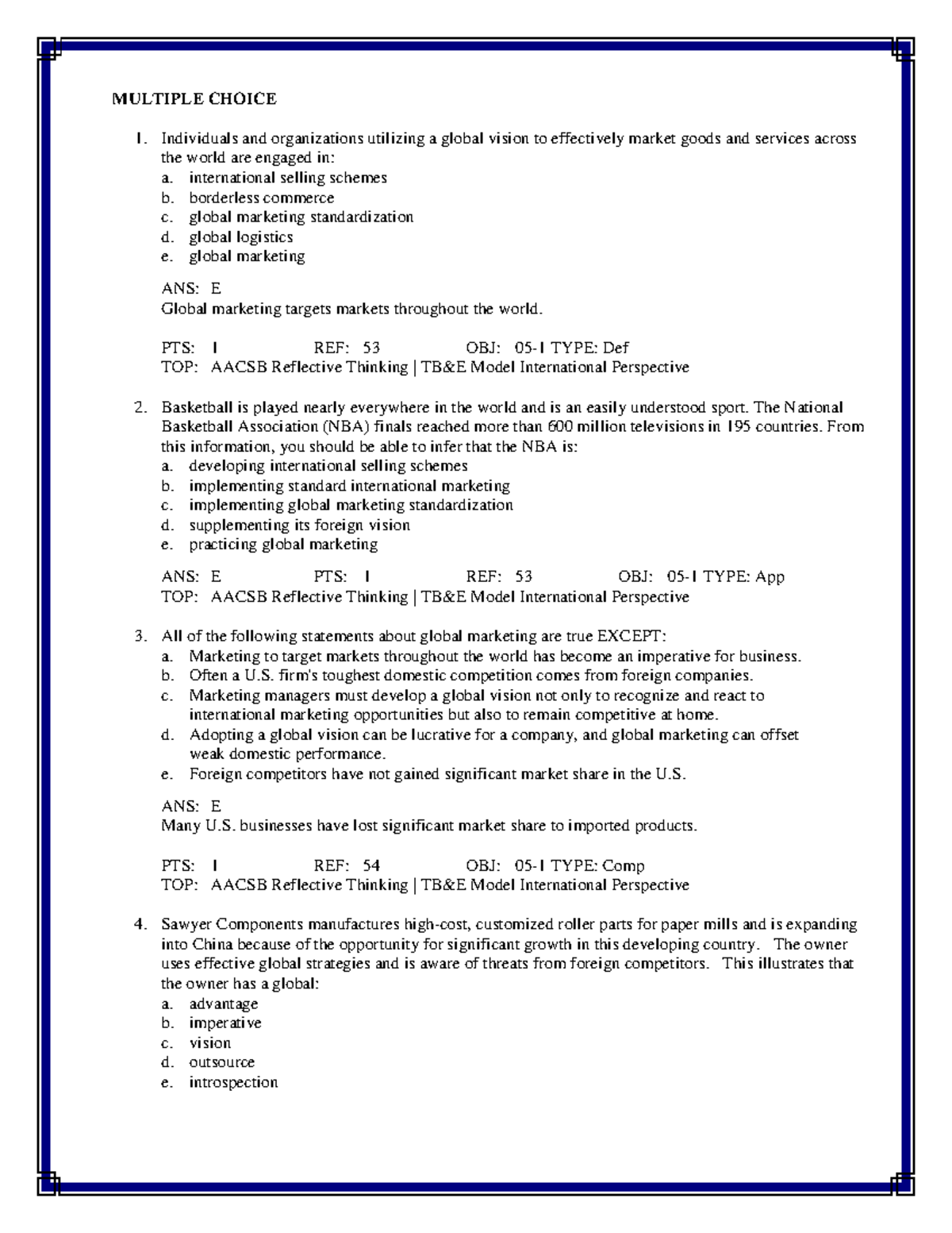 Chapter 5—Developing a Global Vision-MCQ - MULTIPLE CHOICE Individuals and organizations ...