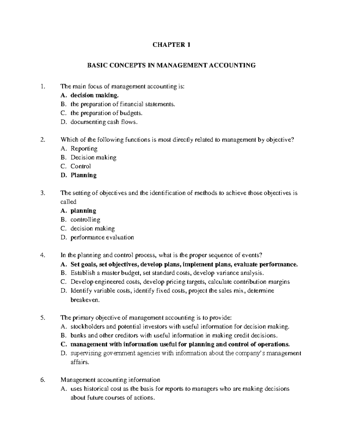 Scribd - none - CHAPTER 1 BASIC CONCEPTS IN MANAGEMENT ACCOUNTING The main focus of management ...