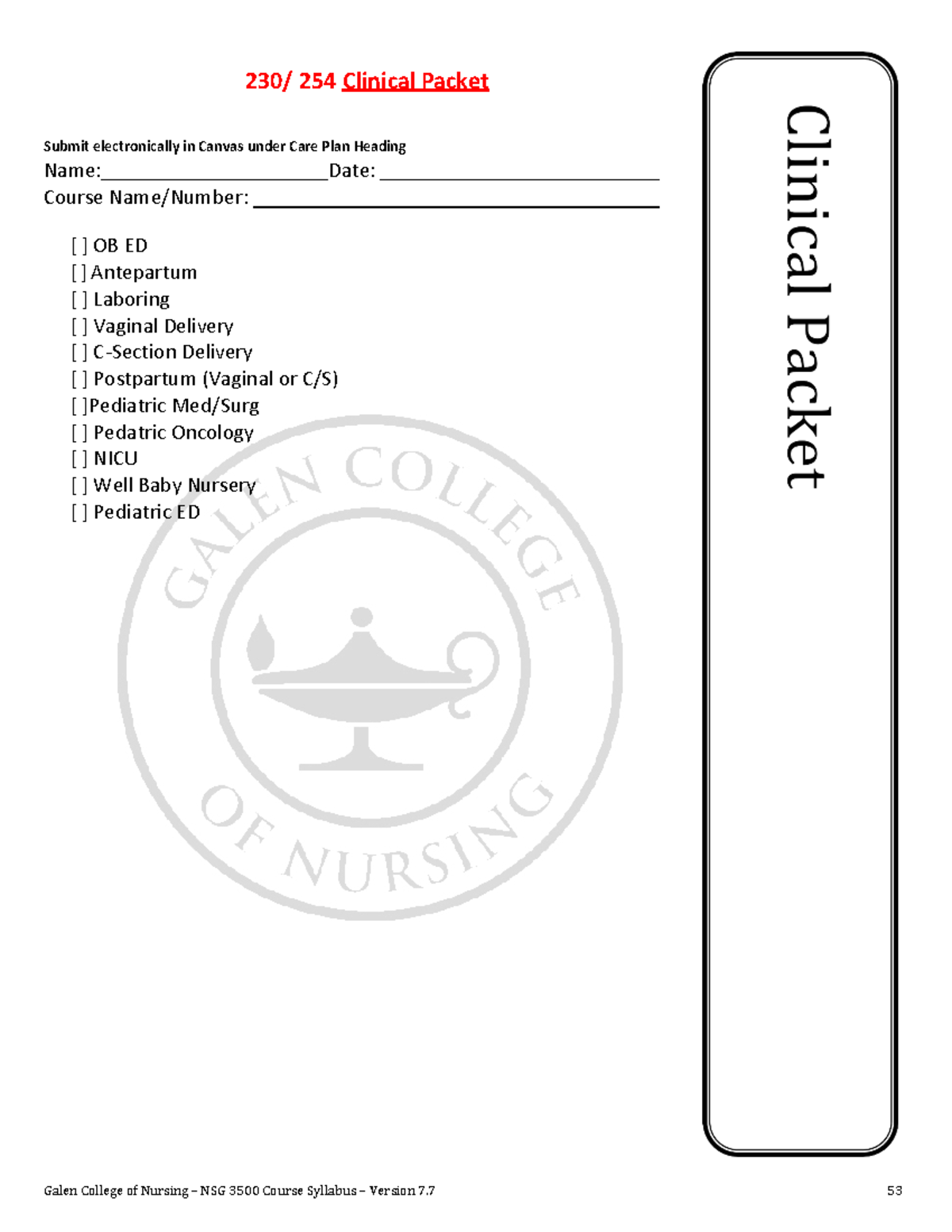New clinical package - Galen College of Nursing – NSG 3500 Course ...
