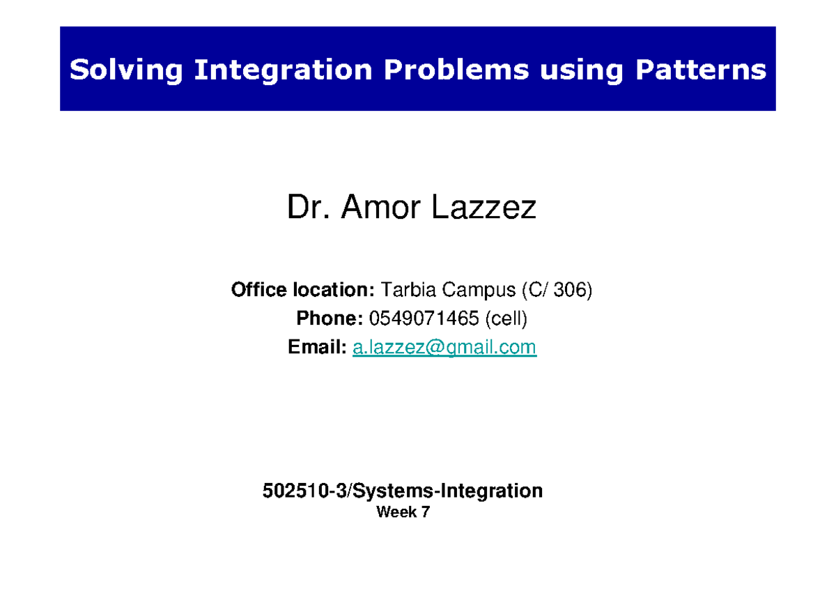 Chapter 5-Solving Integration Problems using Patterns - Solving Integration Problems using ...