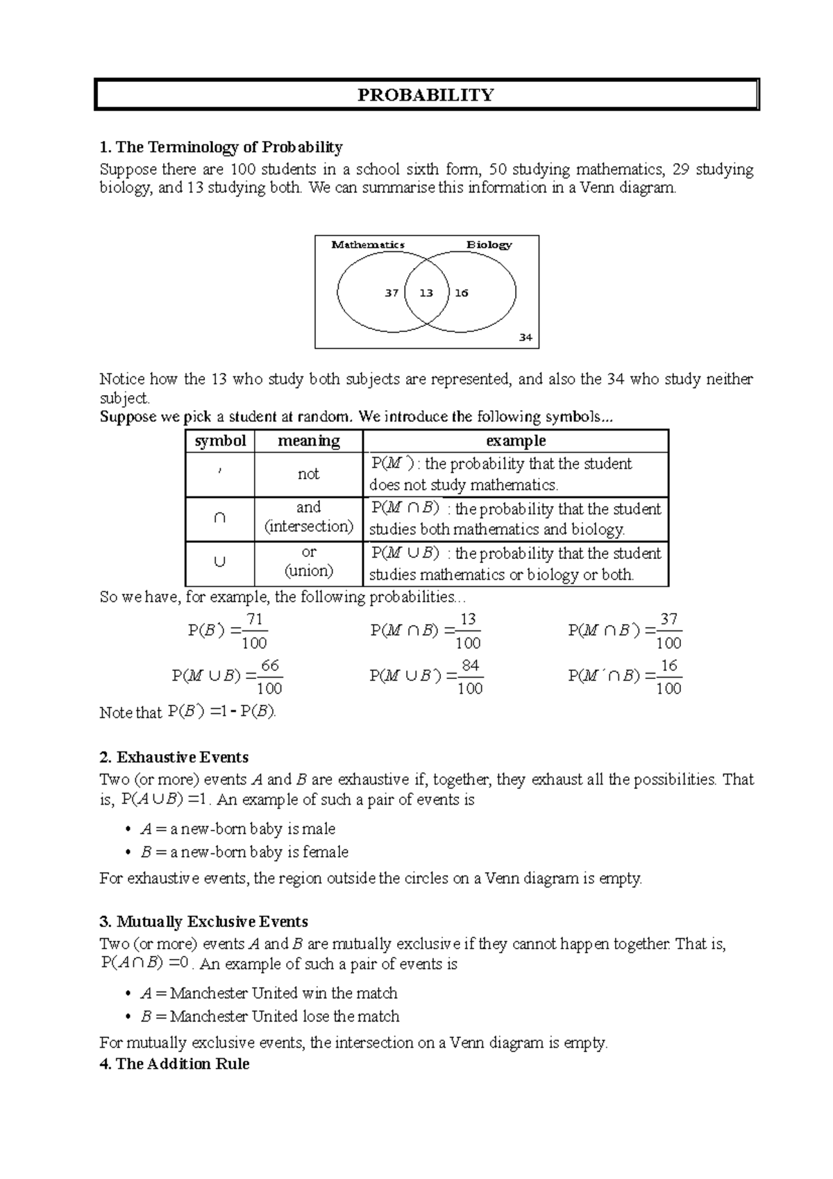 Probability work which will be good for you - PROBABILITY 1. The ...