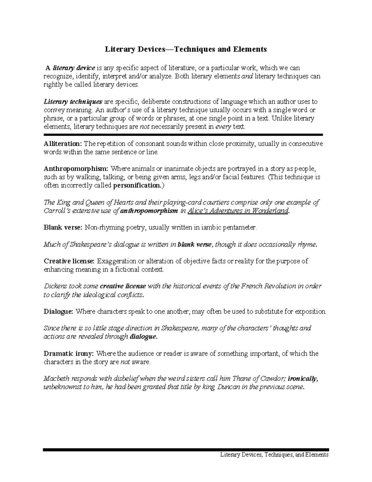 Literary Devices - Literary Devices—Techniques and Elements A literary ...