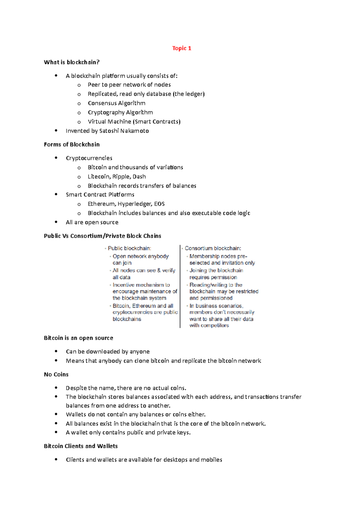 Topic 1 Lecture Notes 1 Topic 1 What Is Blockchain A Blockchain Platform Usually Consists