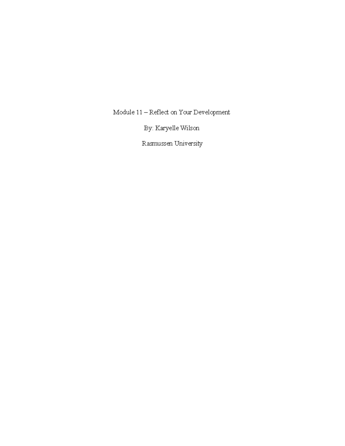 Module 11 older adult - mod 11 assignment - Module 11 – Reflect on Your ...