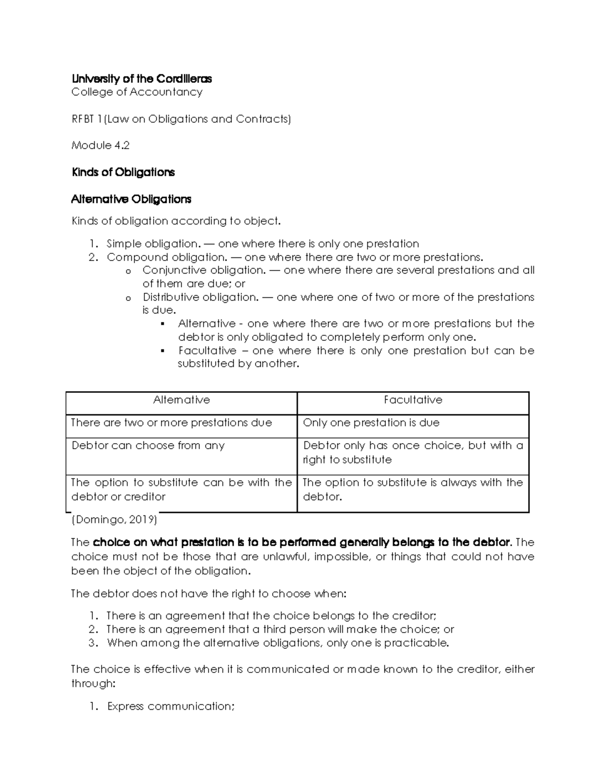 Kinds of Obligations (Alternative, Joint and Solidary, Divisible and ...
