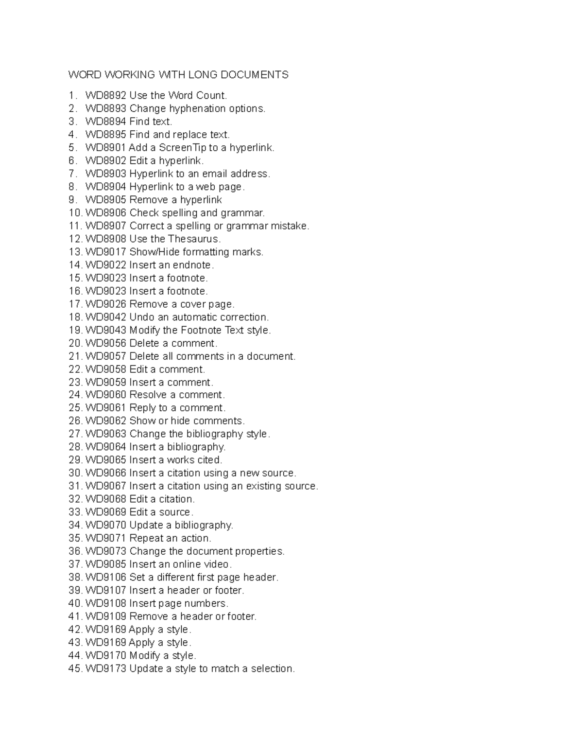 WORD Working WITH LONG Documents - WORD WORKING WITH LONG DOCUMENTS ...
