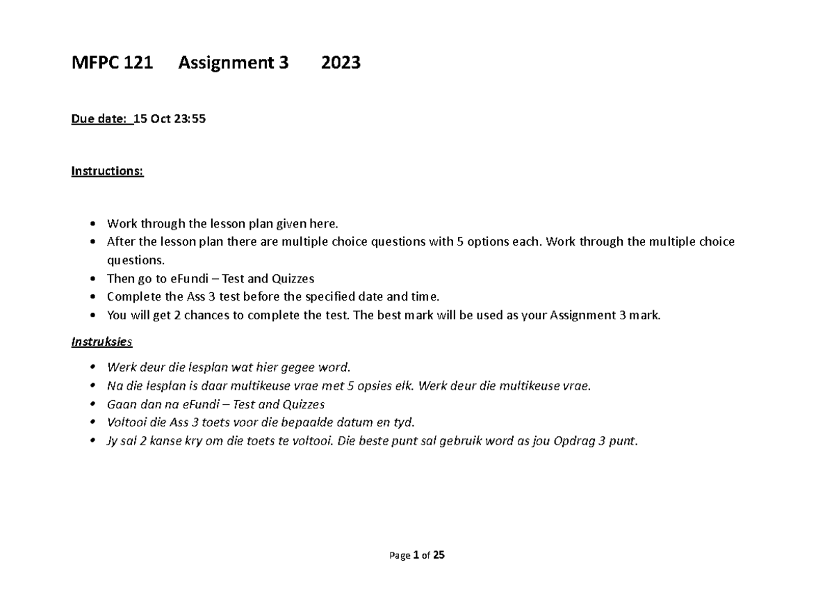 MFPC 121 Lesson plan - Foundation Phase - Whole numbers - 2023 - MFPC ...