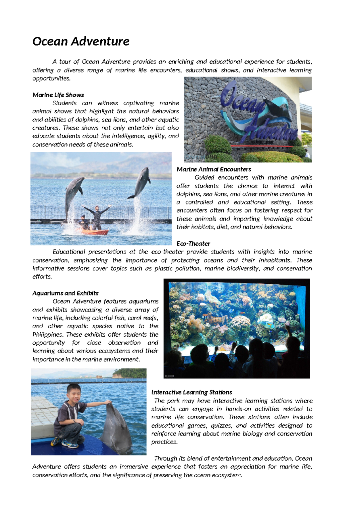 Ocean-Adventure - activity - Ocean Adventure A tour of Ocean Adventure ...