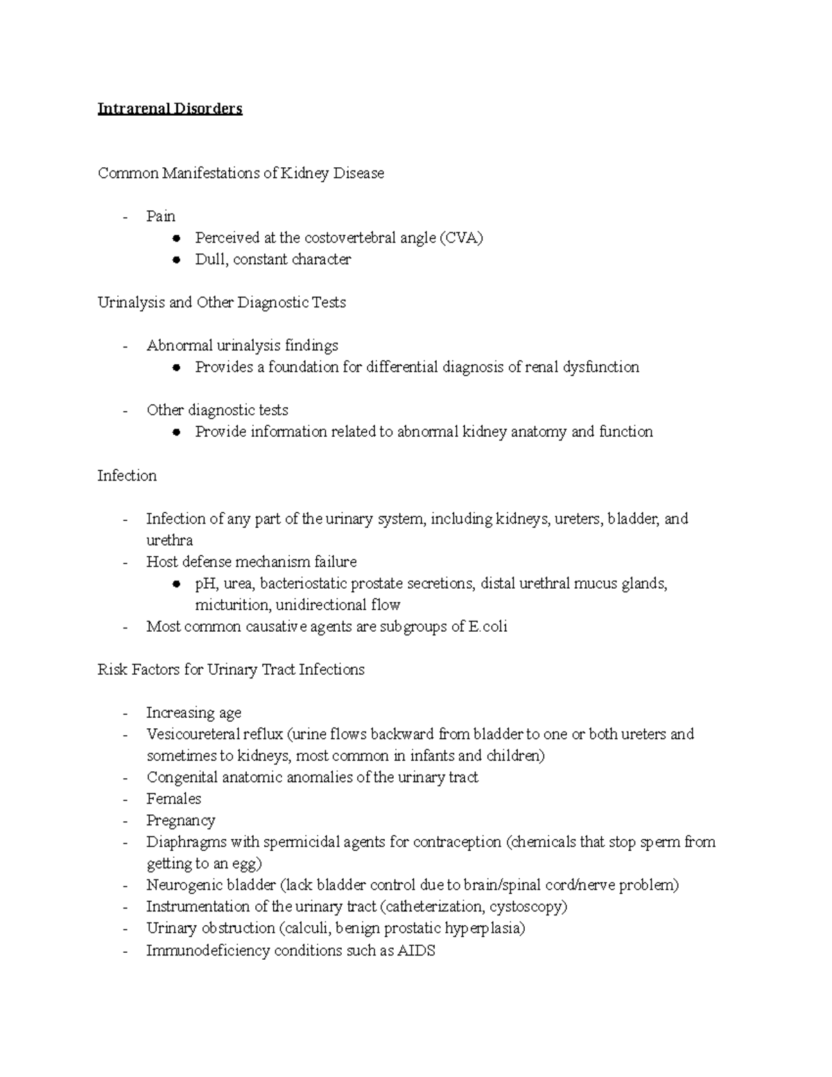 Patho- Intrarenal Disorders - Intrarenal Disorders Common ...