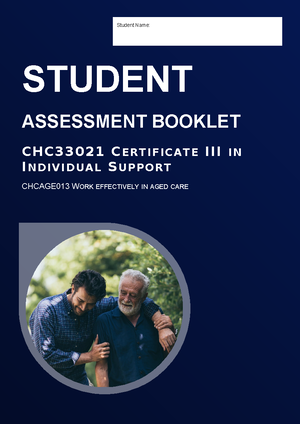 Chcccs 015 Assignment- CHCCCS015 Provide individualised support Assessment ASSESSMENT OVERVIEW ...