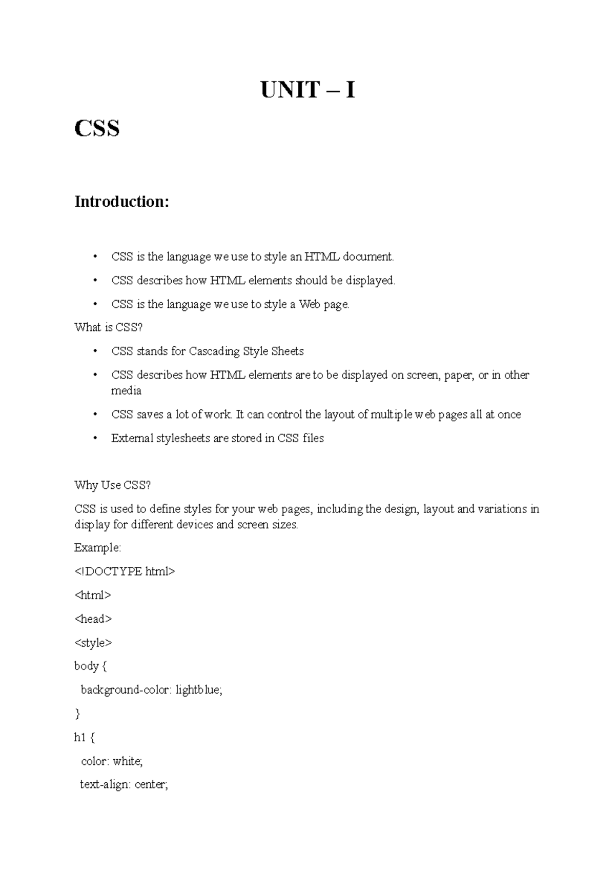 21cs405notes 2 Web Coding And Development Unit I Css Introduction Css Is The Language We