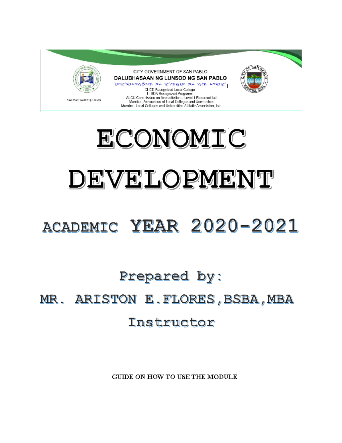 ALL ABOUT THE GLOBALIZATION- GE104 - GUIDE ON HOW TO USE THE MODULE ...