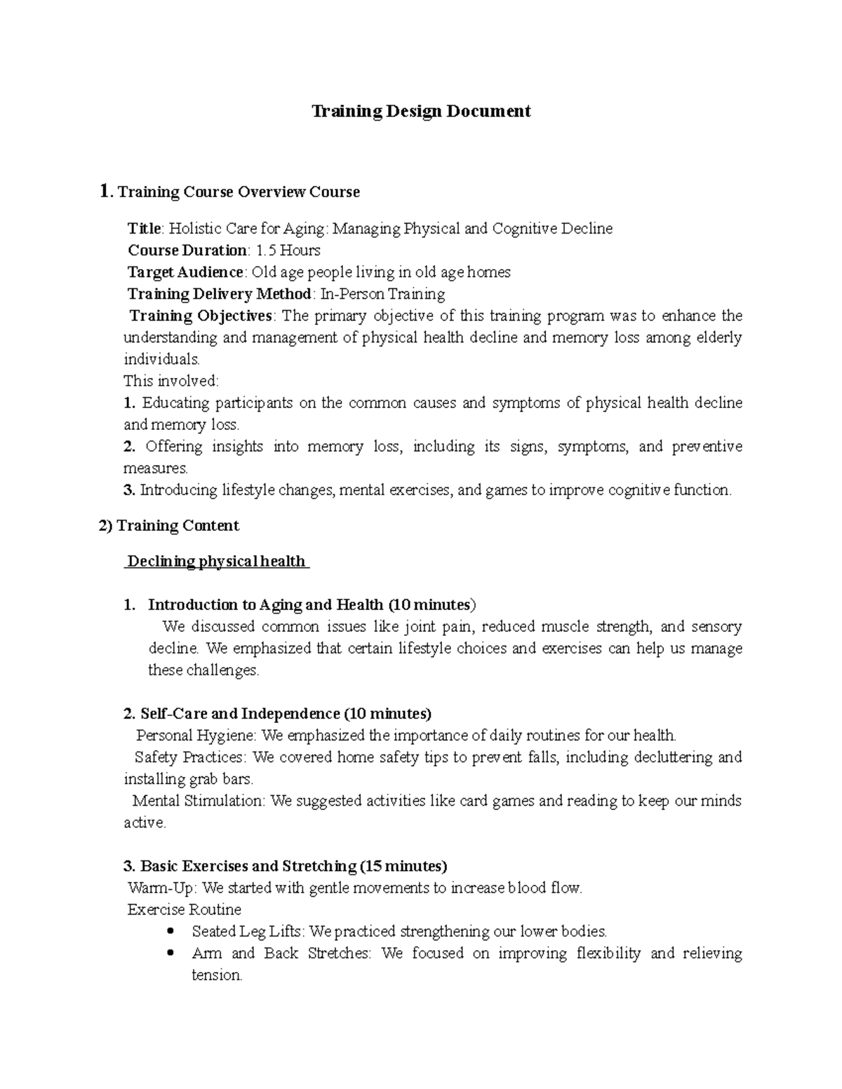 Training Design Document 20-09 - Training Design Document 1. Training ...