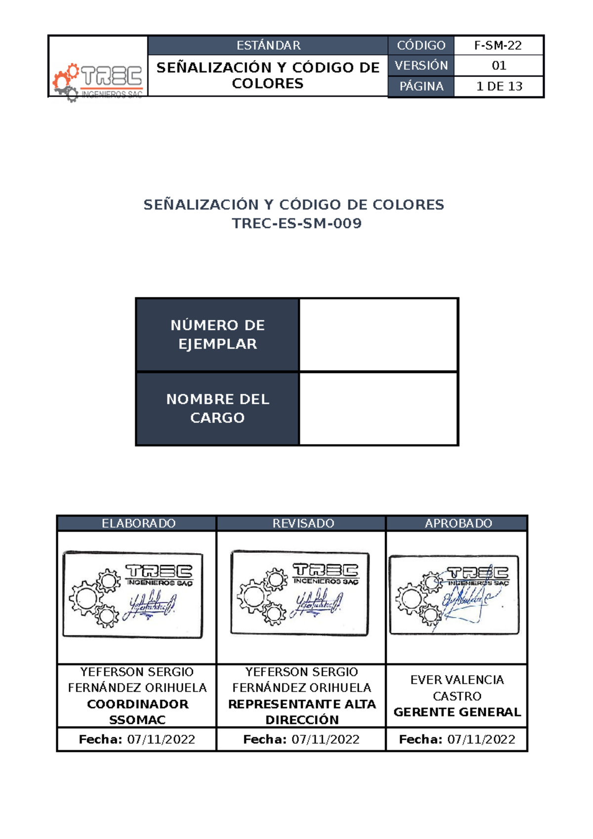TREC-ES-SM-009 Estándar DE Señalización Y Código DE Colores ...