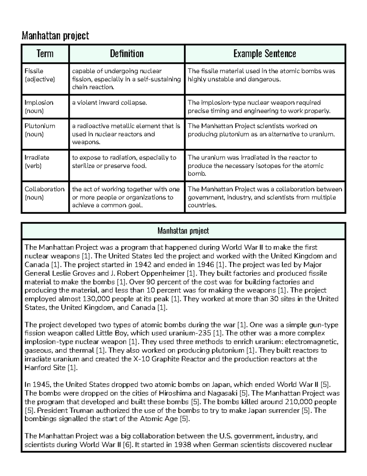 Manhattan project - Manhattan project Term Definition Example Sentence ...