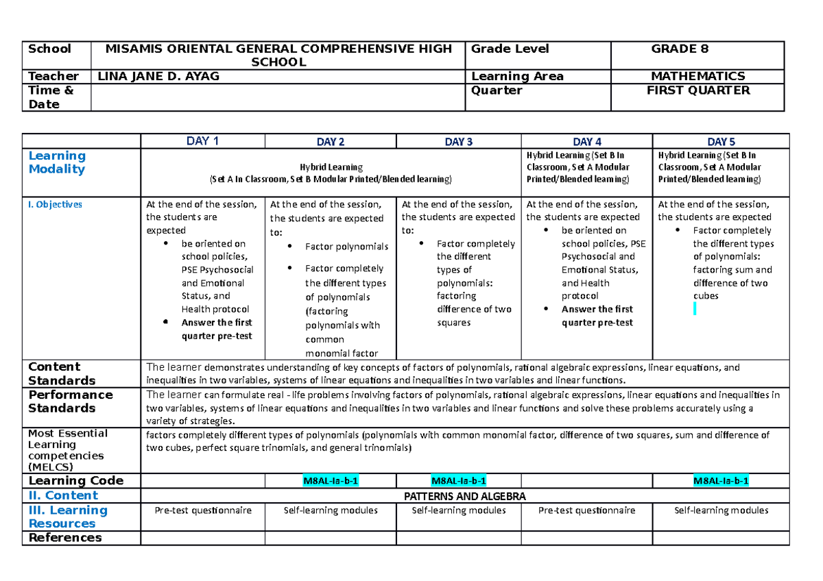 WHLP Orientation WEEK - sadfdgdf - School MISAMIS ORIENTAL GENERAL ...