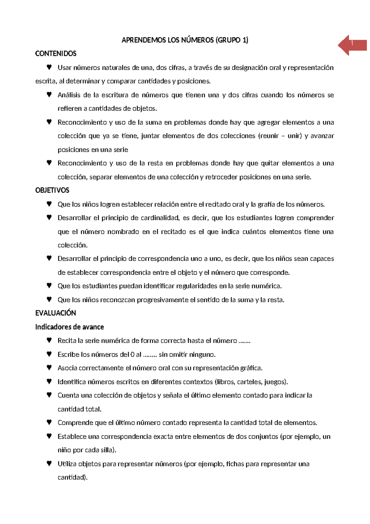 Unidad didactica 1 matematica Grupo 1 - APRENDEMOS LOS NÚMEROS (GRUPO 1 ...