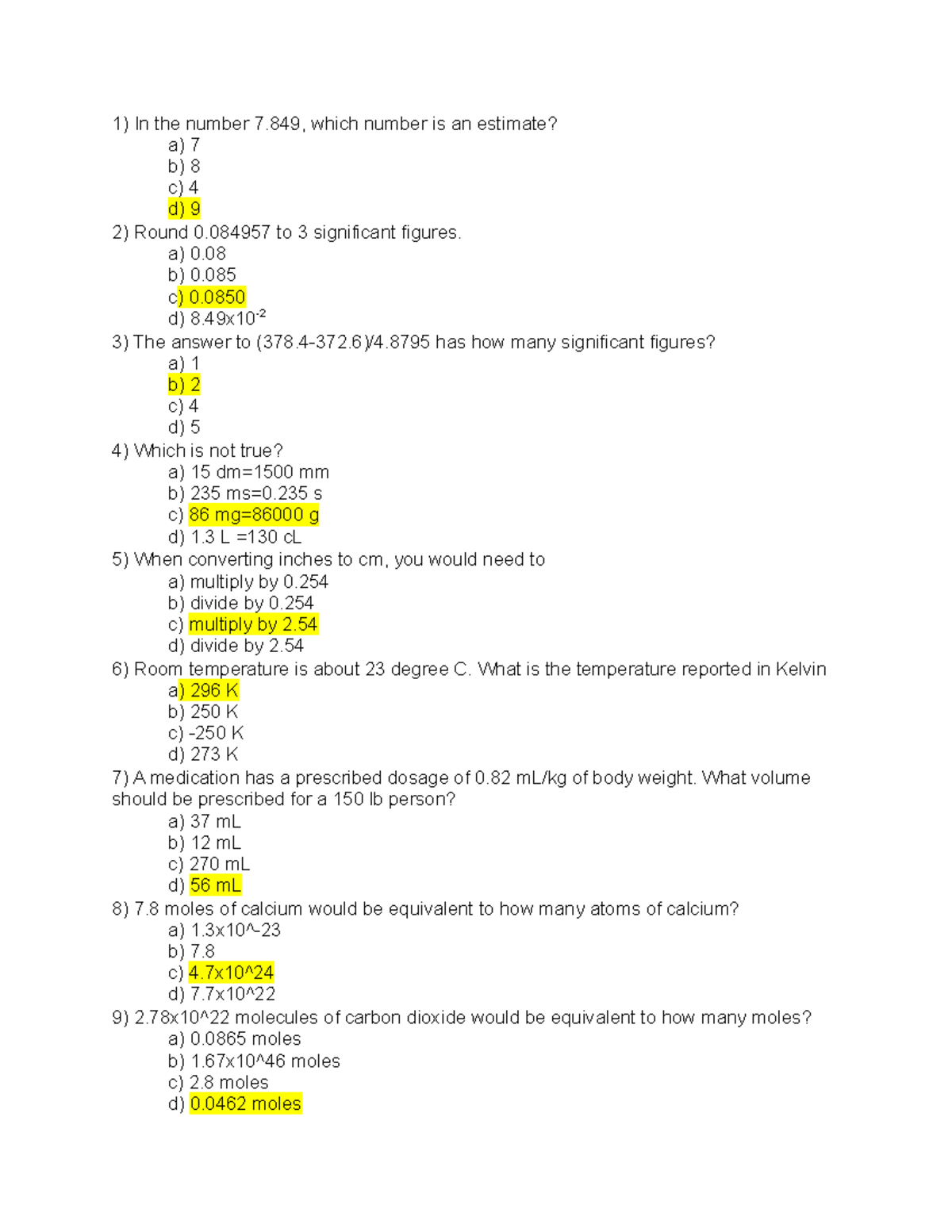 Practice test 3 - In the number 7, which number is an estimate? a) 7 b ...