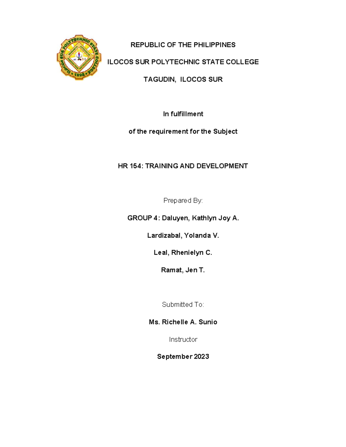 Handout Group 4 Employee Learning - REPUBLIC OF THE PHILIPPINES ILOCOS ...