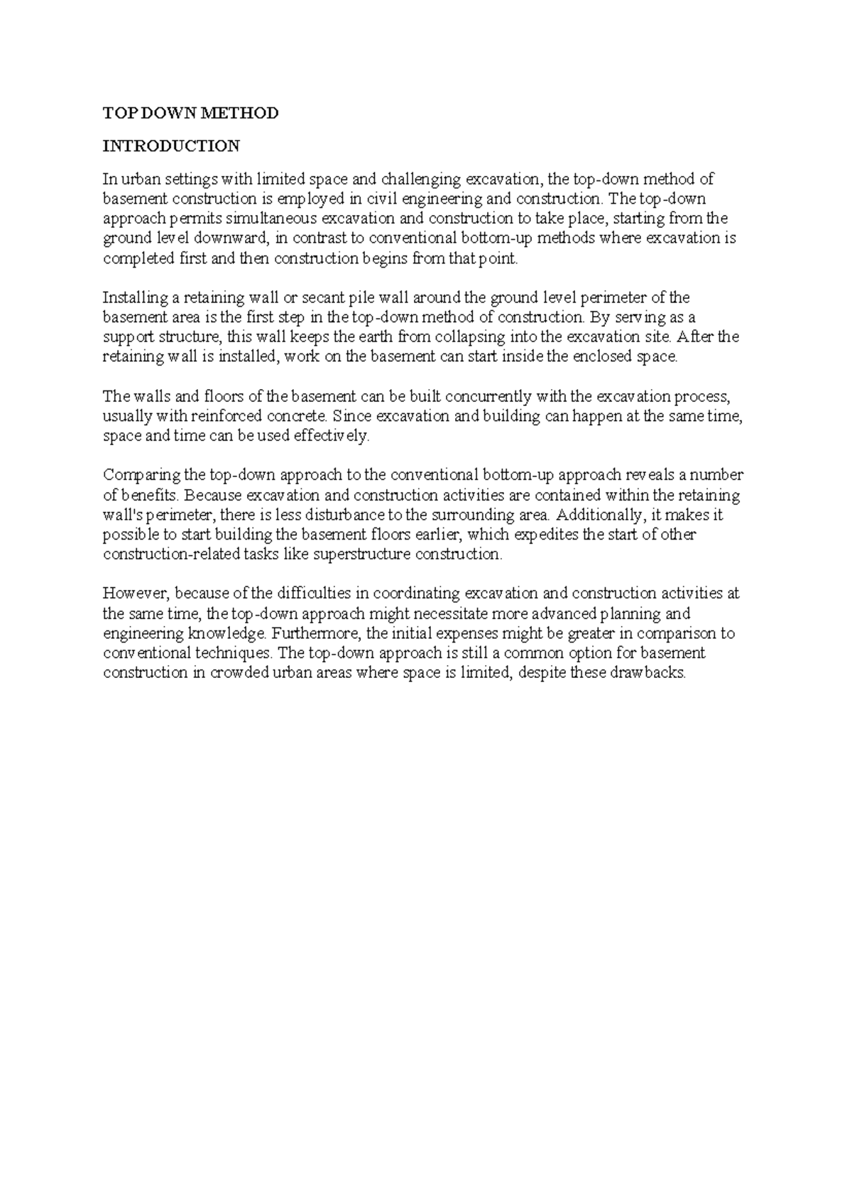 TOP DOWN Method- Introduction - TOP DOWN METHOD INTRODUCTION In urban ...