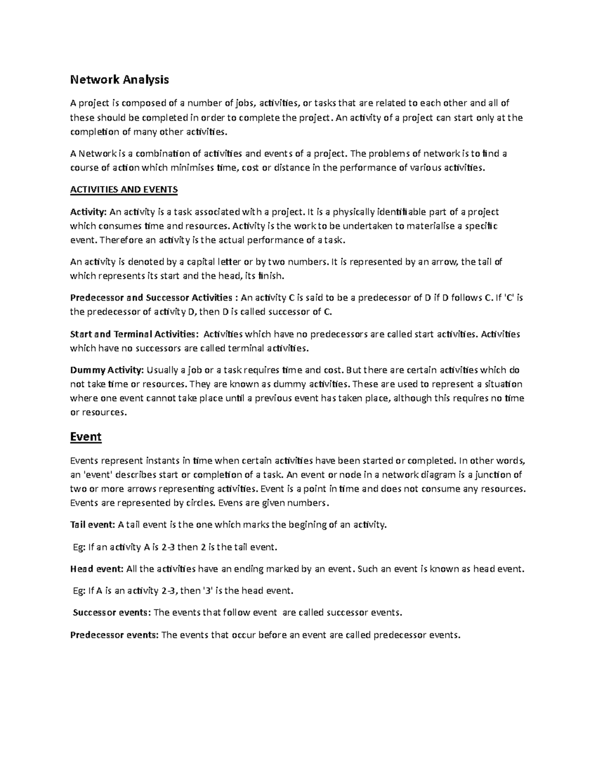 Network analysis - Project report - Network Analysis A project is ...