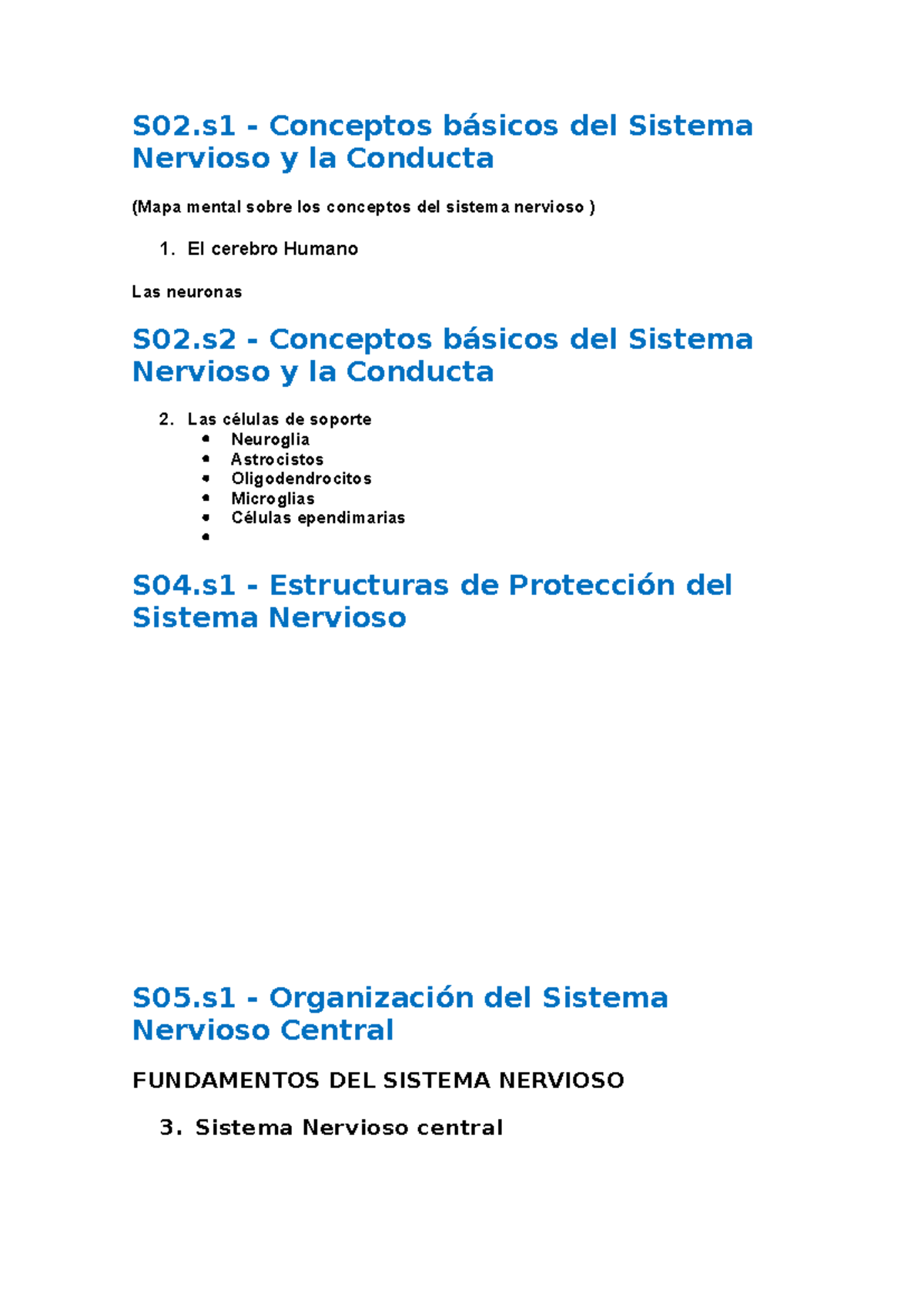 Yaaaaaa - S02 - Conceptos básicos del Sistema Nervioso y la Conducta (Mapa mental sobre los ...