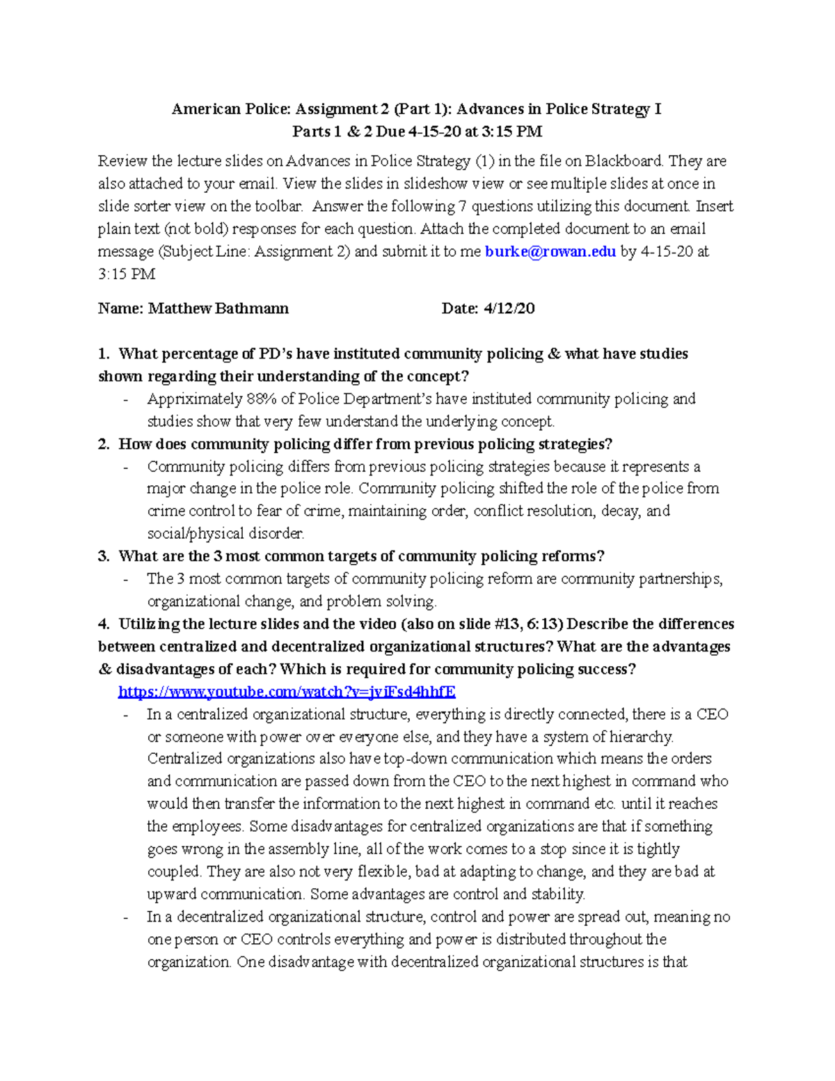 American Police Asnmt 2 - American Police: Assignment 2 (Part 1 ...