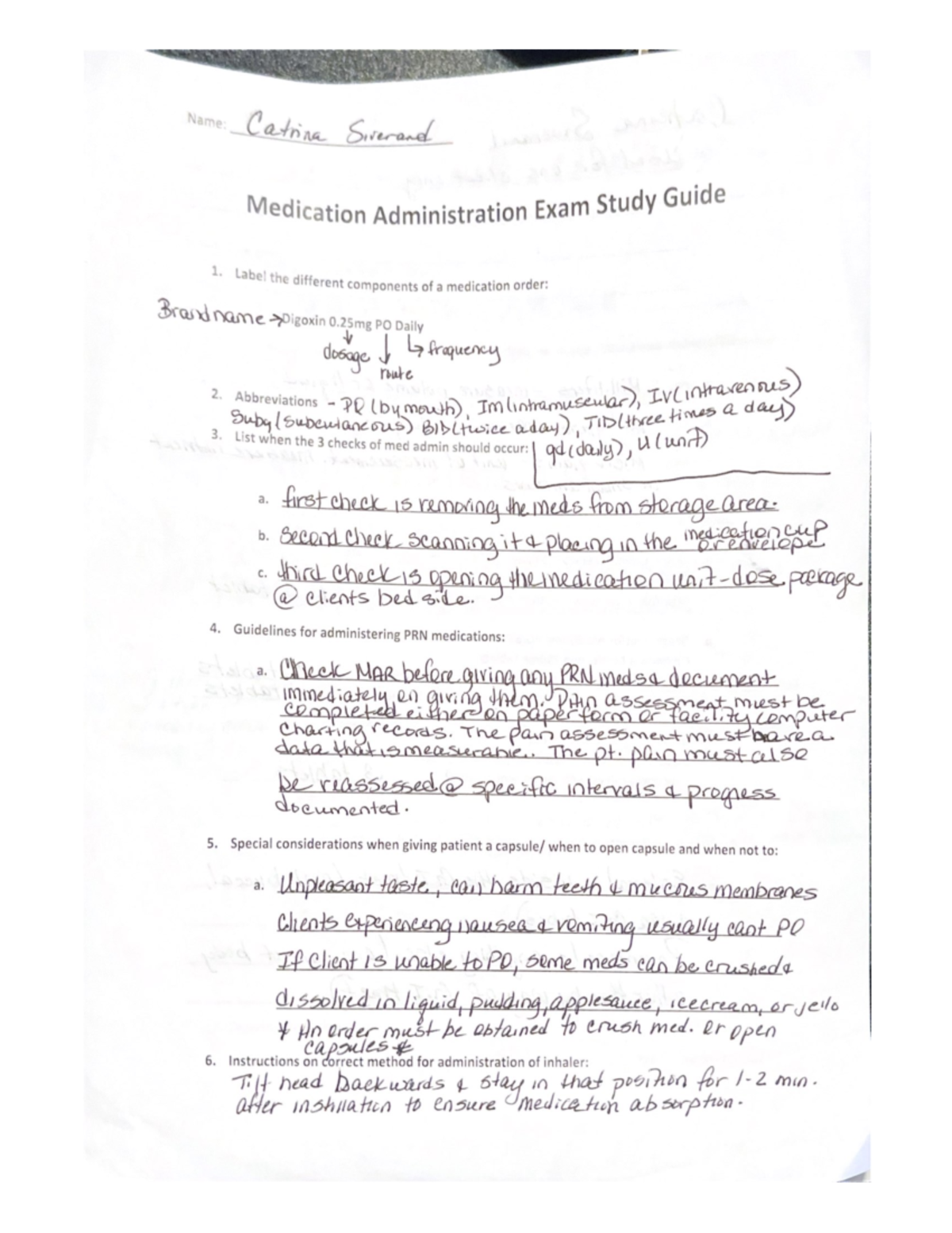 Medication Administration Exam Study Guide - RNSG-1538-1 - Studocu