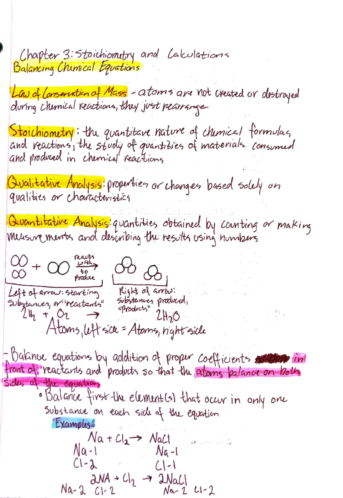 Chem 1220 Chapter 3 - Professor: Dr Ensign - Chapter 3: Stoichiomitry ...