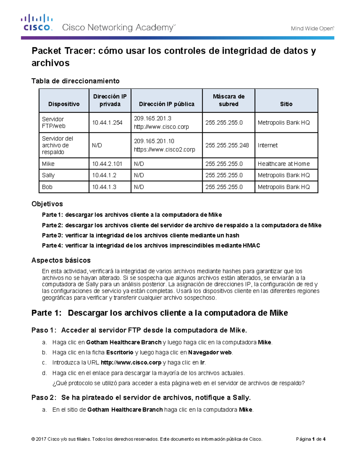 2.5.2.7 Packet Tracer - Using File and Data Integrity Checks - Packet Tracer: cómo usar los ...