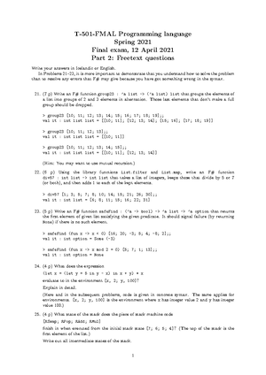 Programming languages assignment - Programming Languages February 4 ...
